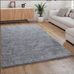 Paco Home - Hochflor-Teppich, Kuschelig Weich, Moderner Einfarbiger Flokati-Teppich In Grau 160x230 cm