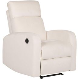 Beliani Sessel Creme Samt Elektrisch Verstellbar mit Armlehnen Fußablage Relaxfunktion Modern Inustriell Relaxsessel Wohnzimmer Büro Arbeitszimmer - Weiß