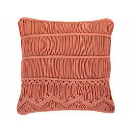 Beliani - Dekokissen Orange Baumwolle 45 x 45 cm Strickmuster Boho-Stil Wohnzimmer Salon Schlafzimmer - Orange