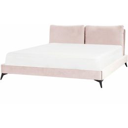 Beliani Polsterbett Rosa 180 x 200 cm Samtstoff Mit Lattenrost Elegant Modernes Design