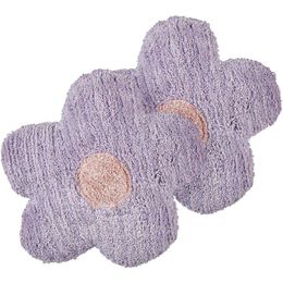 Beliani - Dekokissen 2er Set aus Baumwolle Violett Blumenform 30 x 30 cm für Kinderzimmer Wohnaccessoires Dekoration für Kinder - Weiß