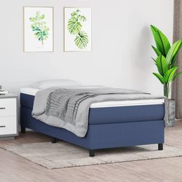 MAISONCHIC Boxspringbett Einzelbett Bett für Schlafzimmer Blau 100x200 cm Stoff DE13162