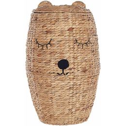 Beliani Aufbewahrungskorb Natur aus Wasserhyazinthe Bärenform 69 cm Spielzeugkorb für Kinderzimmer - Natürlich