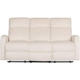 Beliani 3-Sitzer Sofa Creme Samt Manuell Verstellbar mit Fußablage Relaxfunktion Modern Inustriell Relaxsofa Wohnzimmer Büro Arbeitszimmer - Weiß