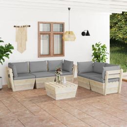 6-tlg. Sitzgruppe Gartenmöbel Set - Sofagarnitur Garten aus Paletten mit Kissen Fichtenholz BV837622 Bonnevie