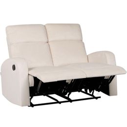Beliani 2-Sitzer Sofa Creme Samt Manuell Verstellbar mit Fußablage Relaxfunktion Modern Inustriell Relaxsofa Wohnzimmer Büro Arbeitszimmer - Weiß