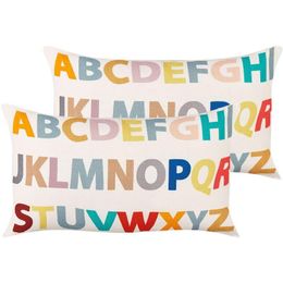 Beliani - Dekokissen Baumwolle Bunt 30 x 50 cm Rechteckig Alphabet Motiv für Kinderzimmer - Bunt