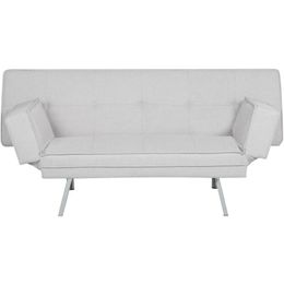 Beliani 3-Sitzer Sofa Hellgrau Stoffbezug Gesteppt mit Schlaffunktion Silberne Schlanke Metallbeine Verstellbare Armlehnen Modern Wohnzimmer Schlafsofa - Grau