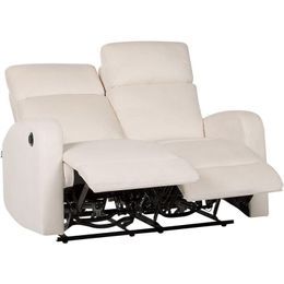 Beliani - 2-Sitzer Sofa Creme Samt Elektrisch Verstellbar mit Fußablage Relaxfunktion Modern Inustriell Relaxsofa Wohnzimmer Büro Arbeitszimmer - Weiß