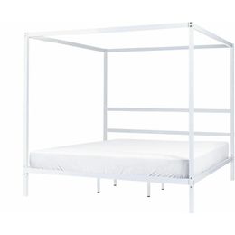 Beliani Himmelbett Weiß Metall 180 x 200 cm 4 Pfosten Elegant Modern Stilvoll Minimalistisch Designer Bett für Schlafzimmer - Weiß