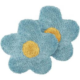 Beliani - Dekokissen 2er Set aus Baumwolle Blau Blumenform 30 x 30 cm für Kinderzimmer Wohnaccessoires Dekoration für Kinder - Weiß