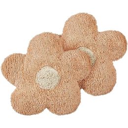 Beliani - Dekokissen 2er Set aus Baumwolle Pfirsichrosa Blumenform 30 x 30 cm für Kinderzimmer Wohnaccessoires Dekoration für Kinder - Rosa