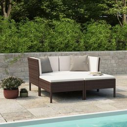 MAISONCHIC - 4-tlg. Garten-Lounge-Set Gartenmöbel-Set Terrassen-Sitzgruppe mit Auflagen Poly Rattan Braun ZDEH43232