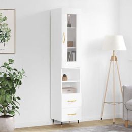 MAISONCHIC Sideboard Wohnzimmer-Anrichte,Highboard Hochglanz-Weiß 34,5x34x180 cm Holzwerkstoff FSW25983