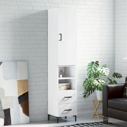 MAISONCHIC Sideboard Wohnzimmer-Anrichte,Highboard Hochglanz-Weiß 34,5x34x180 cm Holzwerkstoff FSW50087