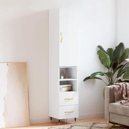MAISONCHIC - Sideboard Wohnzimmer-Anrichte,Highboard Hochglanz-Weiß 34,5x34x180 cm Holzwerkstoff FSW97845