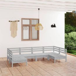 MAISONCHIC - 6-tlg. Garten-Lounge-Set Gartenmöbel-Set Terrassen-Sitzgruppe Weiß Massivholz Kiefer ZDEH54693