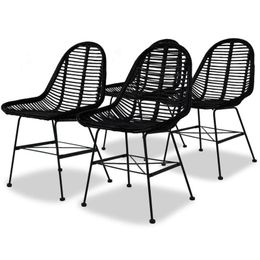 MAISONCHIC Küchenstühle moderne,Esszimmerstuhl, Essstühle 4 Stk. Natur Rattan Schwarz -20632 - Schwarz