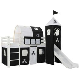 MAISONCHIC Kinderhochbett-Rahmen mit Rutsche Doppelbett Bett für Schlafzimmer & Leiter Kiefernholz 97x208cm DE94457