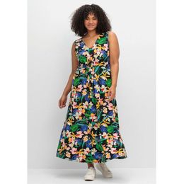 sheego by Joe Browns Jerseykleid Große Größen mit Blumendruck und schwingendem Rockteil, bunt|schwarz