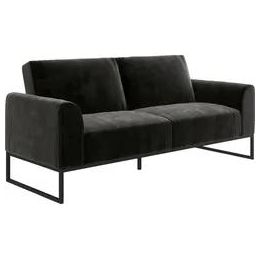 Schlafsofa COSMOLIVING BY COSMOPOLITAN "Adley" Sofas Gr. B/H/T: 218cm x 84cm x 89cm, Veloursstoff, schwarz Veloursstoff, Schlaffunktion, Rückenlehne 2-teilig, Sitzhöhe 47,5 cm