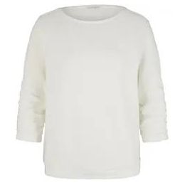 Tom Tailor DENIM Damen Strukturiertes Sweatshirt, weiß, Uni, Gr. XL