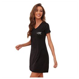 RUZU UG Schlafanzug Damen Nachthemd Nachthemd Kleid Heimkleidung Sleepshirt Capri-Pyjama