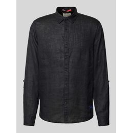 Scotch & Soda Regular Fit Leinenhemd mit Label-Stitching