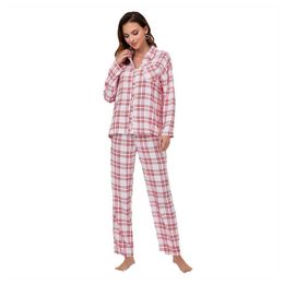 RUZU UG Schlafanzug Pyjama Damen Cardigan gestreiftes Homewear-Set Hausanzug Pyjamahose