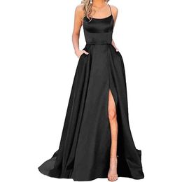 ZWY Abendkleid Damen Elegant Lange Ballkleider A-Linie Backless Hochzeitskleid (1-tlg.