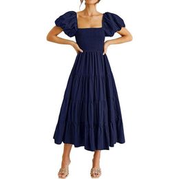 ZWY Sommerkleid Rückenfreies Kleid mit Puffärmeln quadratischem Ausschnitt (Kleider