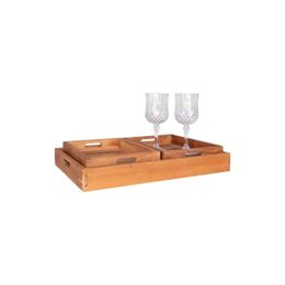 House Nordic Dekotablett House Nordic Tablett FARO Teak Holz 3er Set