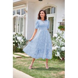 ZWY Sommerkleid Lockerer, einfarbiger Freizeitrock (Gartenparty Damen Sommer lässiges langes Kleid) Geeignet für verschiedene Anlässe