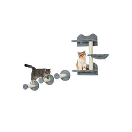 PawHut Katzen-Kletterwand Katzentreppe für Wandmontage Katzenstufen Kratzbaum