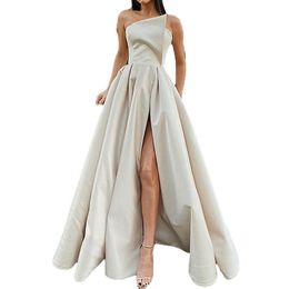 ZWY A-Linien-Kleid Sexy Schlitzkleid mit One-Shoulder-Schlauchoberteil