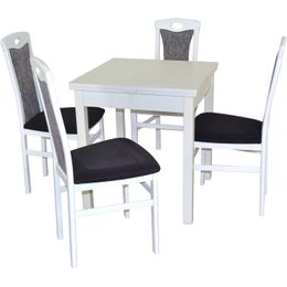 HOFMANN LIVING AND MORE Essgruppe 5tlg. Tischgruppe, (Spar-Set, 5-tlg., 5tlg. Tischgruppe), Stühle montiert, schwarz|weiß