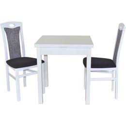 HOFMANN LIVING AND MORE Essgruppe 3tlg. Tischgruppe, (Spar-Set, 3-tlg., 3tlg. Tischgruppe), Stühle montiert, schwarz|weiß