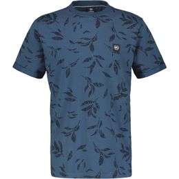 Lerros T-Shirt, Allover-Print, Logo-Patch, für Herren, blau, L
