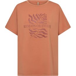 soyaconcept T-Shirt, Oversized-Look, Frontmotiv, für Damen, orange, XL
