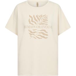 soyaconcept T-Shirt, Oversized-Look, Frontmotiv, für Damen, beige, XL