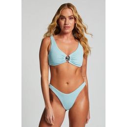 Hunkemöller Hunkemöller Bikini Slip mit hohem Beinausschnitt Crinkle Blau