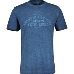 Lerros T-Shirt, Wording, Melange, für Herren, blau, XL
