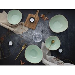 Creatable Basalt Bowls, Salbei, 4-teiliges Geschirrset, Bowl Set aus Steinzeug