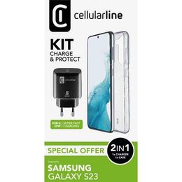 cellularline Backcover Samsung Galaxy S23 Transparent, Schwarz