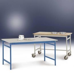 Manuflex BB3037.9006 Beistelltisch BASIS stationär mit Kunststoff-Tischplatte in Alusilber ähnlich RAL 9006, BxTxH: 1250 x 600 x 780 mm Alusilber