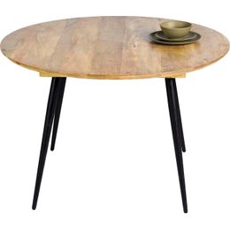 Tom Tailor HOME Esstisch T-SOHO TABLE ROUND, runder Esstisch, Platte aus Mangoholz, Beine aus Metall, beige|schwarz