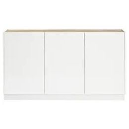 Miliboo Design Sideboard Weiß und helles Holz 3 Türen B155 cm NELIO