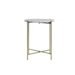 Miliboo Beistelltisch rund Terrazzo und goldfarbenes Metall D40 cm MEZZO