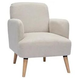 Miliboo Skandinavischer Sessel aus beigem Stoff mit Samteffekt und Holz ISKO