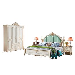 JVmoebel Schlafzimmer-Set Schlafzimmer Weiß Bett 2x Nachttische Beistelltisch Kleiderschrank